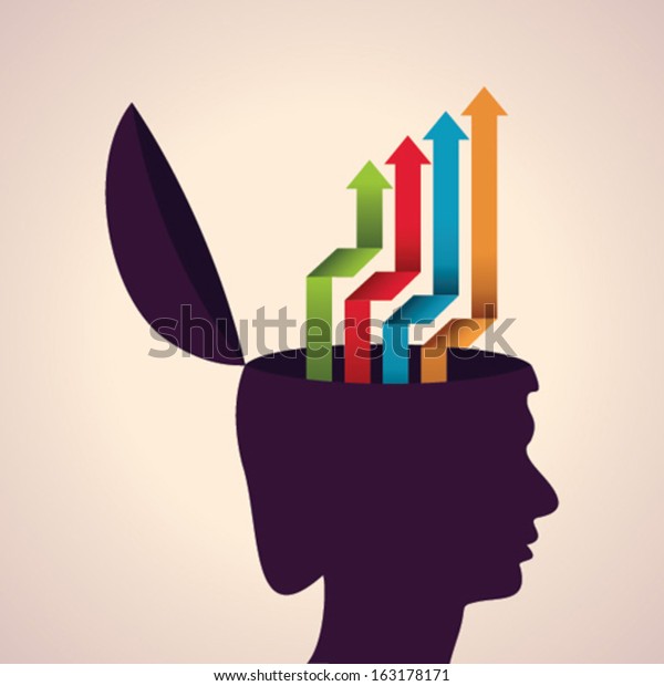 Illustration Thinking Concept Human Head Arrows Stock Vector (Royalty ...