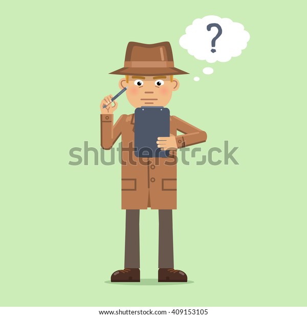 Illustration Thinking Detective Confused Inspector Making Stock Vector ...