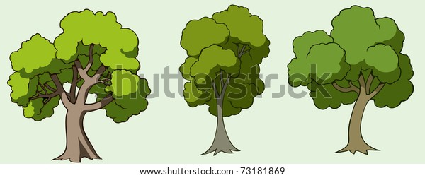 Ilustración de tres árboles dibujados con: vector de stock (libre de ...