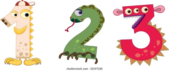 Illustration Three Cartoon Numbers Stock Vector (Royalty Free) 33197230 ...