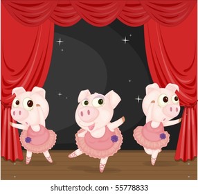 Illustration Three Dancing Pigs On White Stock Vector (Royalty Free ...