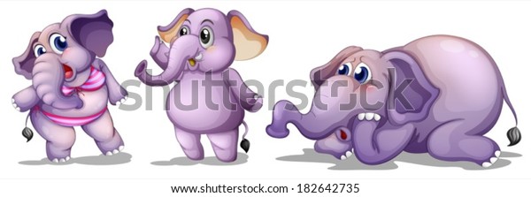 Illustration Three Elephants On White Background Stock Vector (Royalty ...