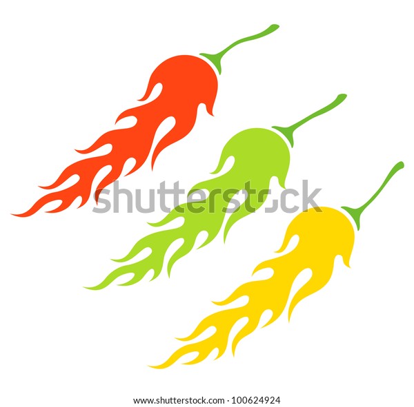 Illustration Three Kinds Peppers Form Flame: vetor stock (livre de ...