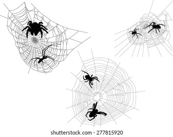 Illustration Three Webs Spiders Isolated On: เวกเตอร์สต็อก (ปลอดค่า ...
