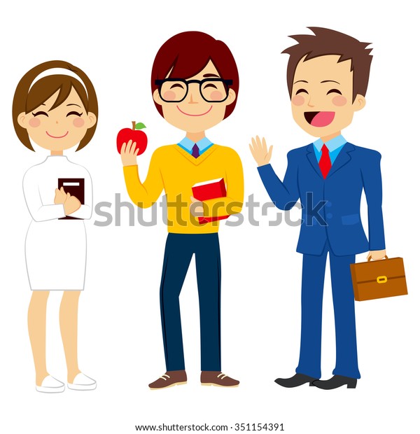 Illustration Three Young Worker People Characters Stock Vector (Royalty ...