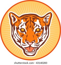 Illustration Tiger Head Facing Front Stock Vector (Royalty Free ...