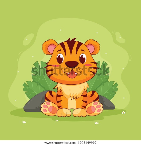 Illustration Tiger Sitting Down Stock Vector (Royalty Free) 1705149997