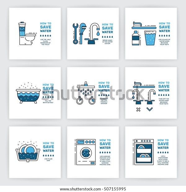 Illustration Tips On Saving Water Consumption Stock Vector (Royalty ...