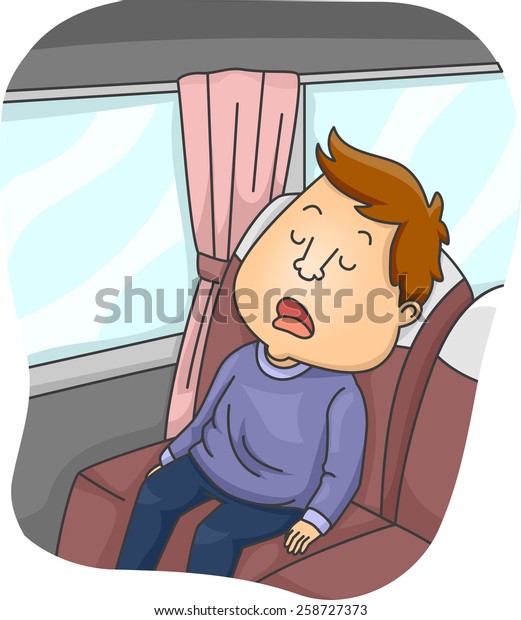 Illustration Tired Man Sleeping On Bus Stock Vector (Royalty Free ...