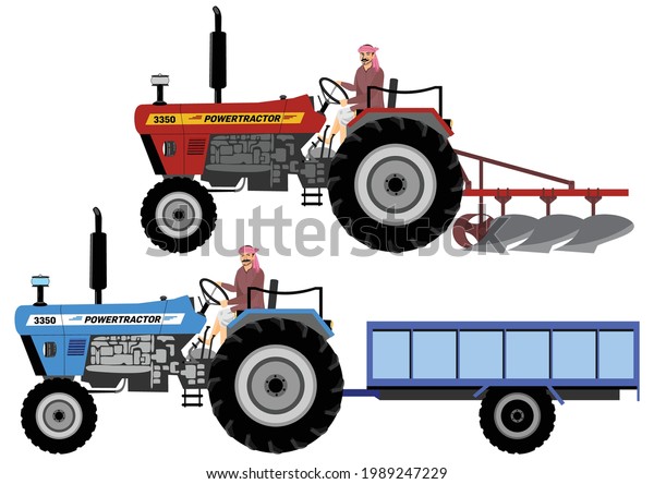 Illustration Tractor Trolley Concept Stock Vector (Royalty Free) 1989247229