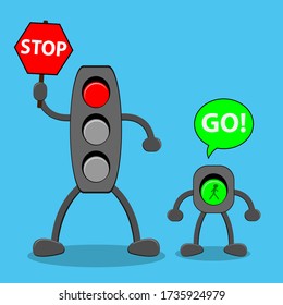 Cartoon Illustration Traffic Light Green Light Stock Vector (Royalty ...