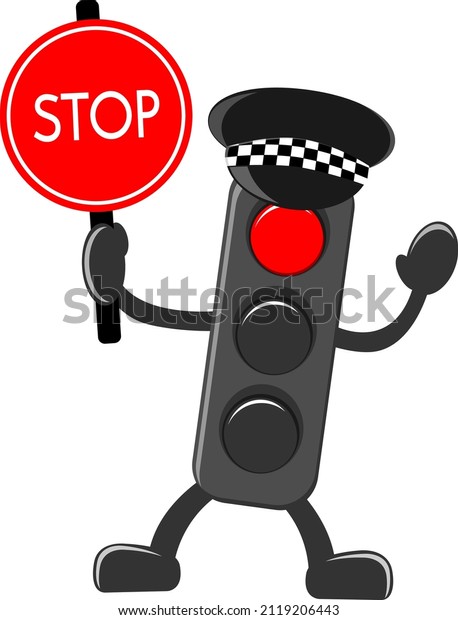 Illustration Traffic Light Cartoon Stop Traffic Stock Vector (Royalty ...