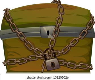 Illustration Treasure Chest Secured Chain Padlock Stock Vector (Royalty ...