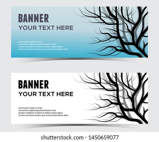 Illustration Tree Branch Banner Background 스톡 벡터(로열티 프리) 1450659077 ...