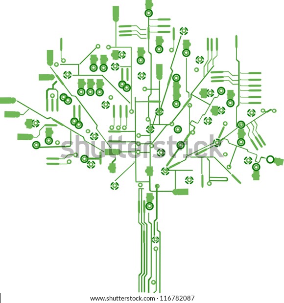 Illustration Tree Electric Contacts Circuits On Stock Vector (Royalty ...