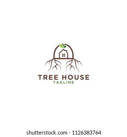 Illustration Tree House Logo Design Template Stock Vector (Royalty Free ...