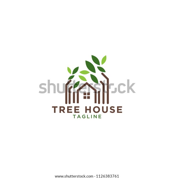 Illustration Tree House Logo Design Template Stock Vector (Royalty Free ...