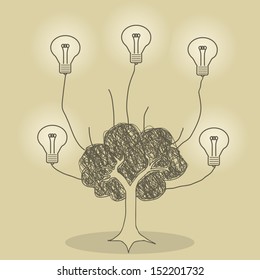 Illustration Tree Light Bulb Idea Concept Stock Vector (Royalty Free ...