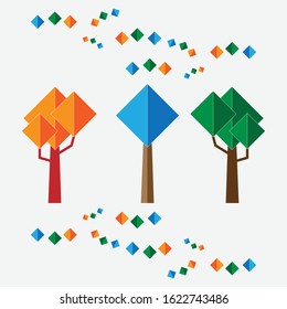 Illustration Tree Square Shape Colorful Stock Vector (Royalty Free ...