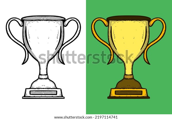 Illustration Trophy Hand Drawn Cartoon Vintage Stock Vector (Royalty ...