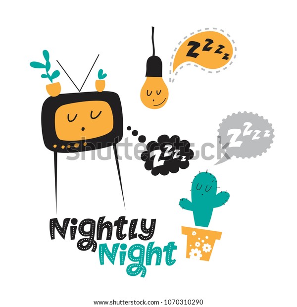 Illustration Tv Cactus Light Bulb Cartoon 스톡 벡터(로열티 프리) 1070310290 ...
