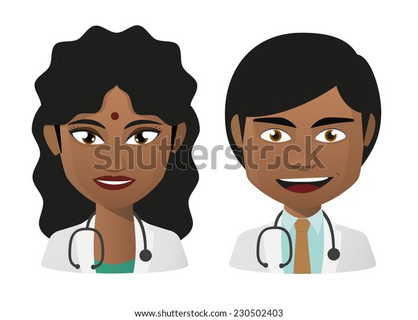 Illustration Two Cartoon Young Indian Doctors Stock Vector (Royalty ...