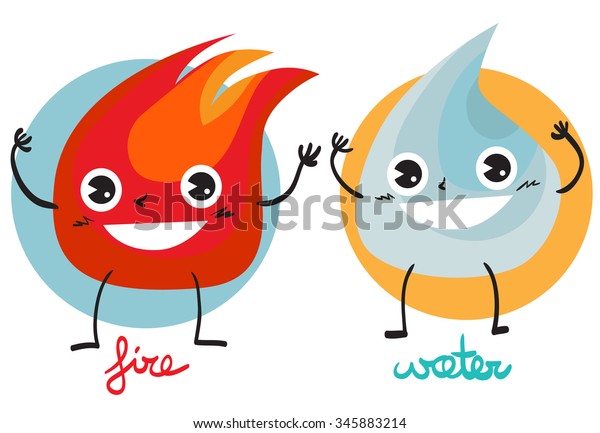 Illustration Two Characters Fire Water Stock Vector (Royalty Free ...