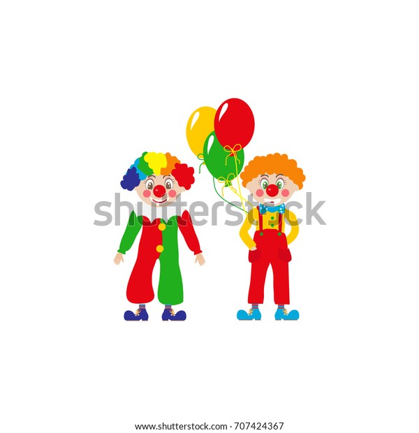 Illustration Two Clowns White Background: เวกเตอร์สต็อก (ปลอดค่า ...