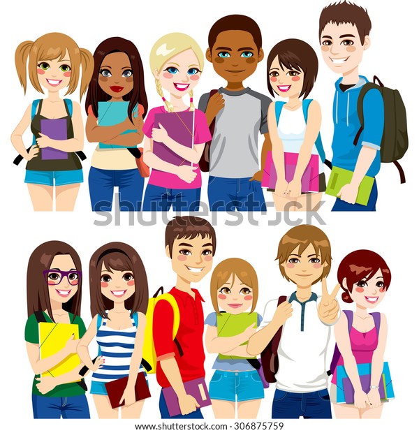 Illustration Two Different Group Diverse Ethnic Stock Vector (Royalty ...