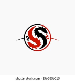 Illustration Two Dragons Circle Stock Vector (Royalty Free) 1563856015 ...
