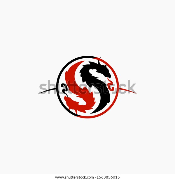 Illustration Two Dragons Circle Stock Vector (Royalty Free) 1563856015 ...