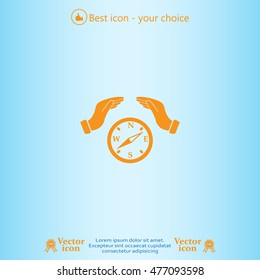 Illustration Two Hands Protecting Giving Compass Stock Vector (Royalty ...