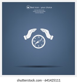 Illustration Two Hands Protecting Giving Compass Stock Vector (Royalty ...