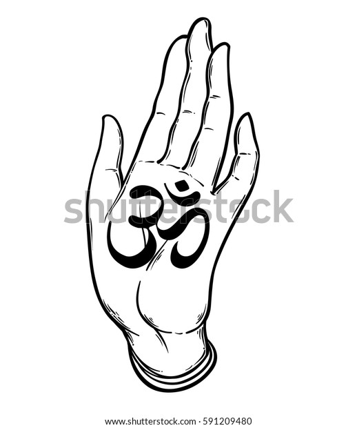 Illustration Two Hands Showing Om Sign Stock Vector (Royalty Free ...