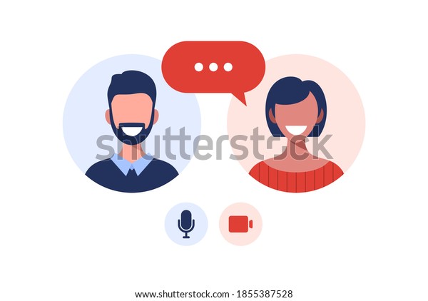 Illustration Two Happy People Talking Via Stock Vector (Royalty Free ...