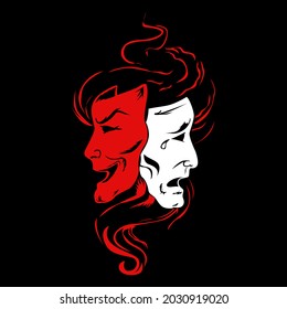 Illustration Two Mask Design Stock Vector (Royalty Free) 2030919020 ...