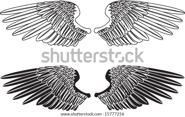 Illustration Two Pairs Outstretched Wings Stock Vector (Royalty Free ...