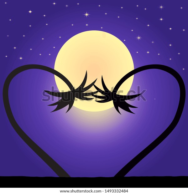 Illustration Two Palm Trees Form Heart Stock Vector (Royalty Free ...