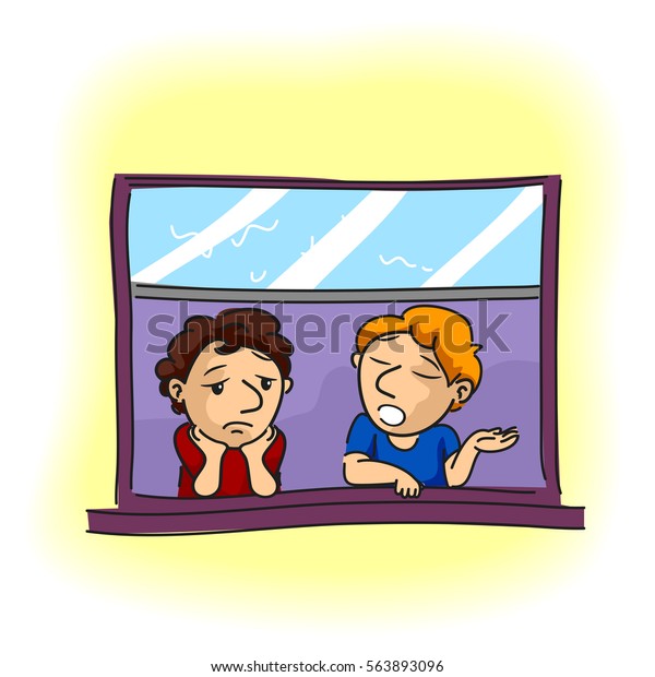 Illustration Two Person Talking Window Stock Vector (Royalty Free ...