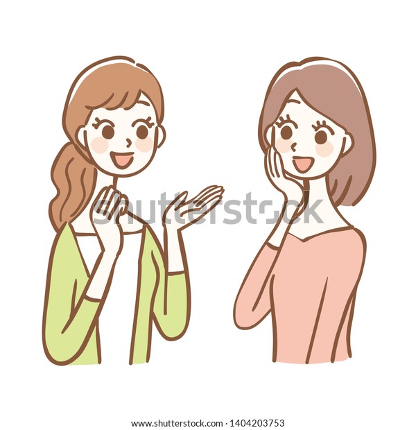 Illustration Two Women Talking Stock Vector (Royalty Free) 1404203753 ...