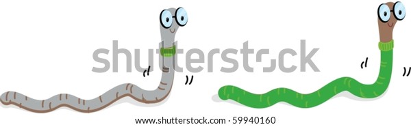 Illustration Two Worms On White Background Stock Vector (Royalty Free ...