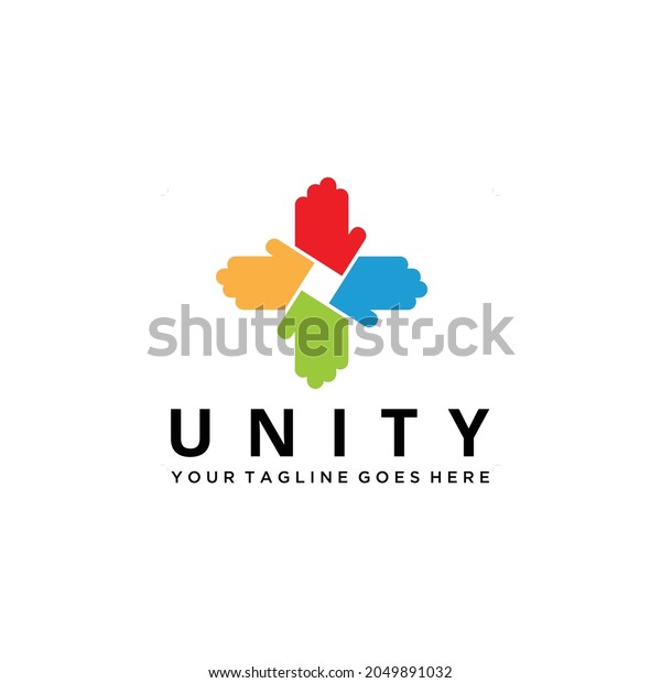 Illustration Unity Cooperate Hand Sign Logo Stock Vector (Royalty Free ...