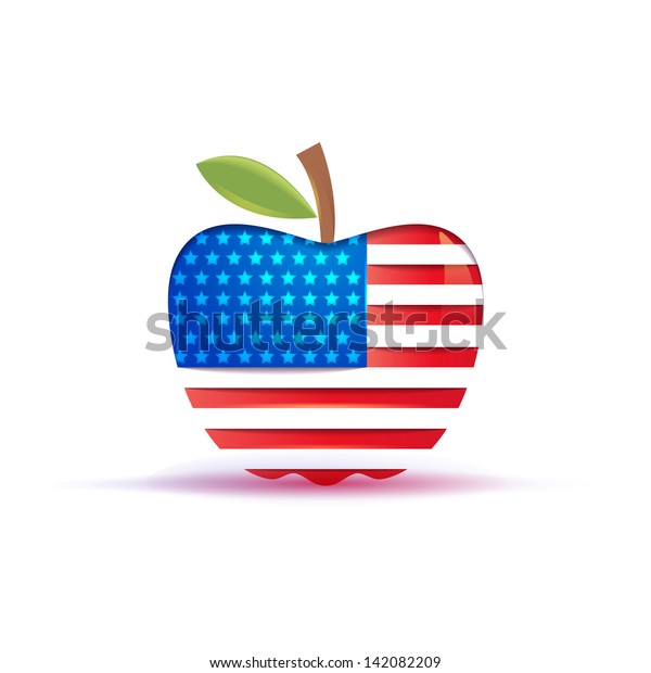Illustration Usa Flag Big Apple Stock Vector (Royalty Free) 142082209