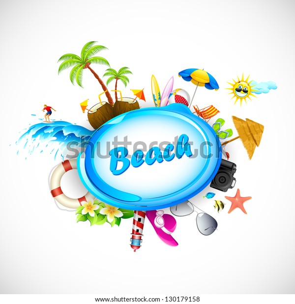 Illustration Vacation On Sea Beach Stock Vector (Royalty Free ...