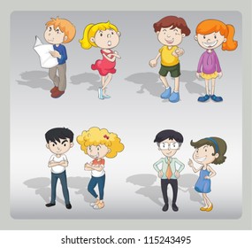 Illustration Various Characters On Grey Background Stock Vector ...