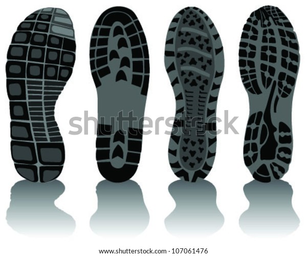Illustration Various Shoe Printvector Stock Vector (Royalty Free ...