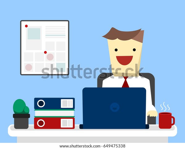 Illustration Vector Cartoon Happy Professional Business Stock Vector ...