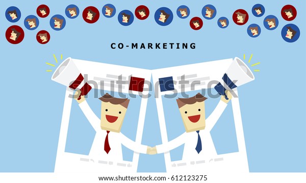 Illustration Vector Cartoon Style Collaborate Marketing Stock Vector ...