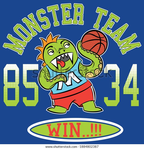 Illustration Vector Cool Monster Playing Basketball Stock Vector ...