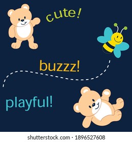 Illustration Vector Cute Teddy Bear Text Stock Vector (Royalty Free ...
